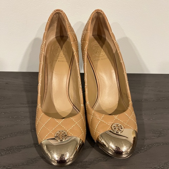 Tory Burch | Shoes | Tory Burch Kaitlin Quilted Tan And Gold Wedges ...